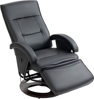 Generic Chaise pivotante en similicuir avec repose pieds noir