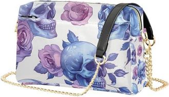 Mnsruu Sacs à bandoulière pour femme, jolis crânes, roses, sacs à bandoulière en cuir