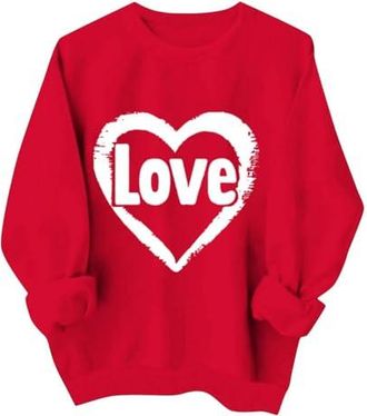 Generic Sweat-shirt pour femme - Manches longues - Automne - Hiver - Polaire - Sans capuche - Imprim&eacute; coeur - Polaire - Avec dictons - T-shirt de sport festif