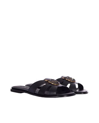 Pinko Womens Slippers Milly Black-Antique Gold Black/antique Flat Shoes