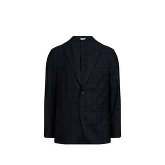 Boglioli Veste de blazer &agrave; carreaux en laine m&eacute;lang&eacute;e