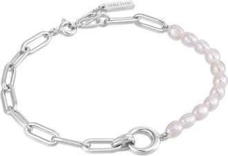 Ania Haie Damen Armband PEARL POWER aus 925 Sterling Silber, besetzt mit 11 Süßwasserperlen, Länge 16,5 cm + 2 cm, inkl. Geschenkverpackung