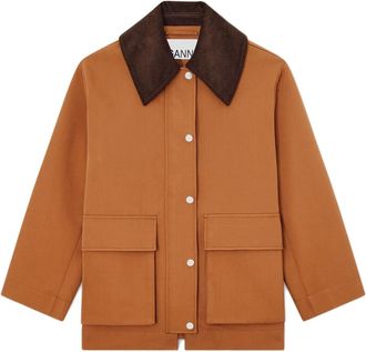 Ganni Femme, Vestes, Brun, Taille: 34/36 FR Veste en serg&eacute; &eacute;pais