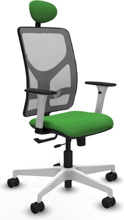 Piqueras y Crespo Gr&uuml;ner Drehstuhl mit wei&szlig;en und schwarzen Armlehnen, h&ouml;henverstellbarer Lendenwirbelst&uuml;tze und festem Kopfteil, ausgestattet mit Syncro/Traslack. Grau