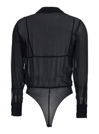 Elisabetta Franchi Womens Top Georgette V-Neck Black Tops