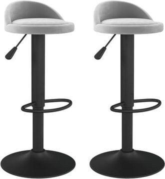 vidaXL Lot de 2 Tabourets de Bar, Chaise de Pub, Si&egrave;ge de Bistrot, Meuble de Salle &agrave; Manger Cuisine Salon Maison Int&eacute;rieur, Gris Clair Velours