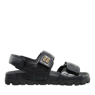 Miu Miu Low-Top Sneaker - Quilted Leather Sandals - Gr. 37 (EU) - in Schwarz - f&uuml;r Damen