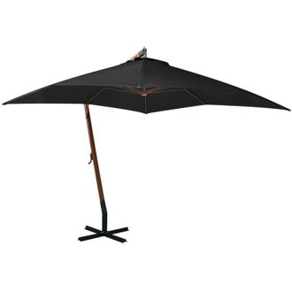 vidaXL Parasol de jardin suspendu avec m&acirc;t noir bois de sapin massif vidaXL