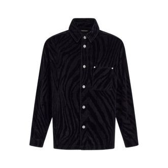 Roberto Cavalli Tonal Zebra Corduroy Overshirt - - Shirts - Herren - Schwarzk - XL