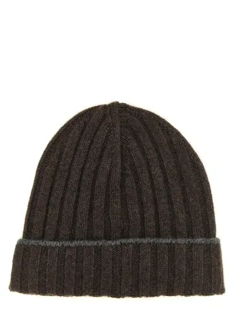 Brunello Cucinelli Cashmere Ribbed Beanie - Brown
