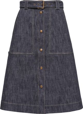 Moncler Moncler Denim Knee-length Skirt, Women, Blue, Size: 40