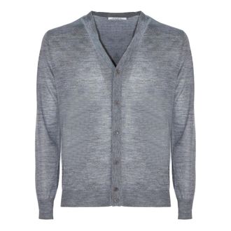 KANGRA Graue Woll-Strickjacke mit Knopfleiste - - Knitwear - Herren - Grau - S