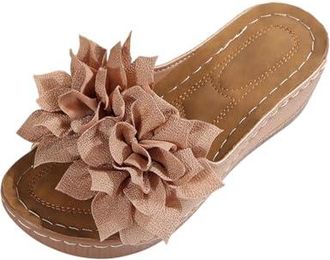 Generic Pantoufles compens&eacute;es d&eacute;contract&eacute;es &agrave; bout ouvert pour femme - &Eacute;l&eacute;gantes, confortables, respirantes, polyvalentes, larges, &agrave; enfiler - Pour la plage e