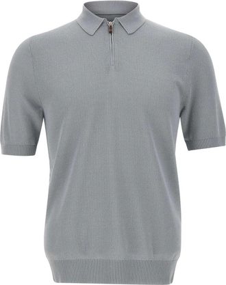 Eleventy Homme, Tops, Gris, Taille: S Polo &agrave; demi-fermeture &eacute;clair