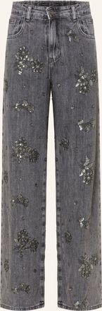 Miss Goodlife Miss Goodlife Wide Leg Jeans Mit Schmucksteinen Und Pailletten grau