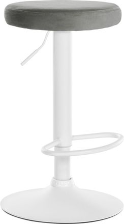 Clp Barhocker Ponte Samt-Bezug I Höhenverstellbarer Stuhl, Farbe:grau, Gestell Farbe:weiß