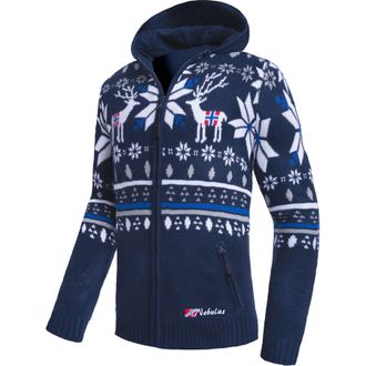 Nebulus Herren Jacke NORMAX, mit Kapuze, schicker Pullover im Norweger-Style (XXL, Navy)