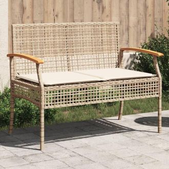 vidaXL Vidaxl - Banc de jardin avec coussin beige r&eacute;sine tress&eacute;e et acacia