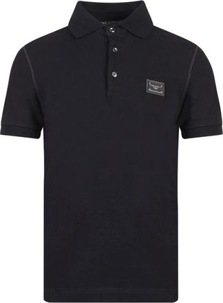 Dolce & Gabbana Homme, Tops, Noir, Taille: M Polo en piqu&eacute; de coton avec &eacute;tiquette de la marque