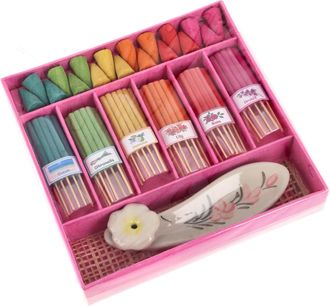 Guru Shop R&auml;ucherst&auml;bchen & Duftset aus Thailand, R&auml;ucher Geschenkset - Pink, 2x17x17 cm