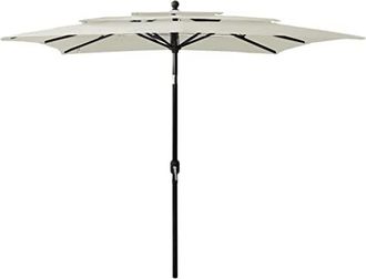 vidaXL Parasol de Jardin à 3 niveaux avec Mât en Aluminium, Pare-soleil de Patio, Abri de Soleil, Parasol de Plage Terrasse, Sable 2,5x2,5 m