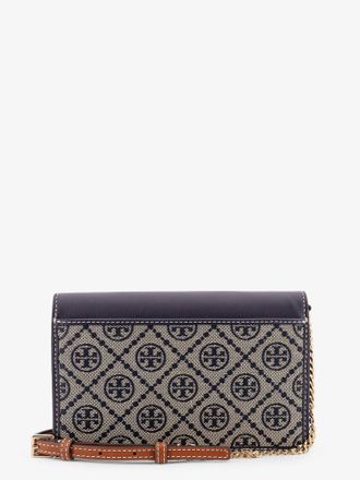 Tory Burch Womens Shoulder Bag T-Monogram Envelope Wallet Blue Cotton Polyester- Leather Polyester