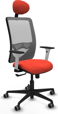 Piqueras y Crespo B&uuml;rostuhl Zulema Orange mit wei&szlig;en und schwarzen Armlehnen, h&ouml;henverstellbare Lendenwirbelst&uuml;tze und festes Kopfteil, ausgestattet mit 3 Positionen, G