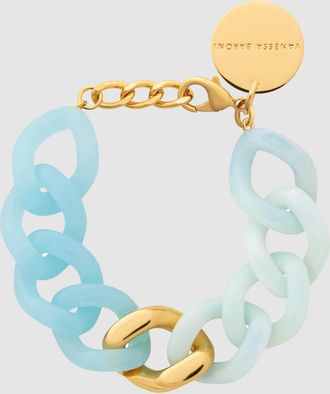 Vanessa Baroni Bracelet Flat Chain 2 Color W Gold Cloud Marble Opaline Blue