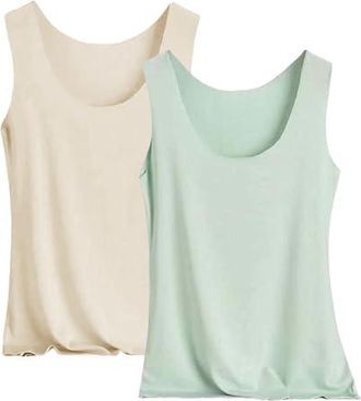 Generic Lot de 2 d&eacute;bardeurs d&eacute;t&eacute; respirants sans coutures pour femme - Sous-v&ecirc;tements basiques sans manches - Grandes tailles - T-shirt fonctionnel pour le yo