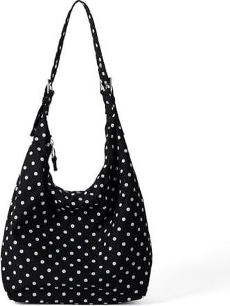 Generic Sac fourre-tout &agrave; pois pour femme - Grande capacit&eacute; - En nylon souple - Sangle r&eacute;glable - Sac &agrave; bandouli&egrave;re polyvalent, Noir, 320.00x280.00x250.00mm