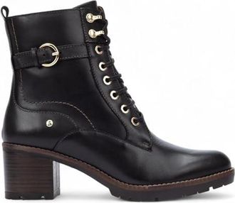 Infinity Leather Infinity Femmes Noire Cuir Talon Moyen Combat Motarde Bottines - Llanes