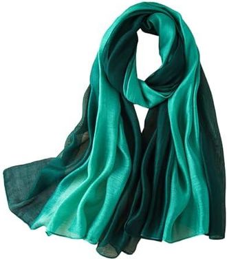 Generic Générique Femme Foulard en Soie Dégradé de Couleur Unie, 190*80 cm, Vert-10, 190*80 cm