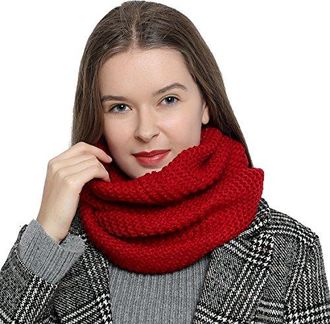 DonDon Écharpe femme hiver Écharpe en laine Écharpe tube snood Tour de Cou Cache cou - Rouge foncé