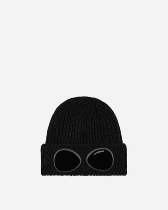 C.P. Company Extra Fine Merino Wool Goggle Beanie Black