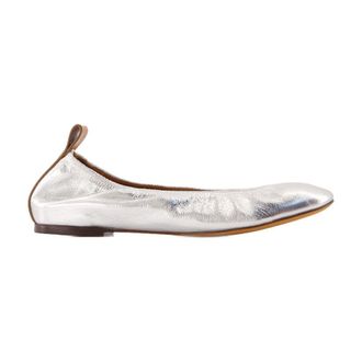 Lanvin Womens Metallic Goatskin Ballerina Silver