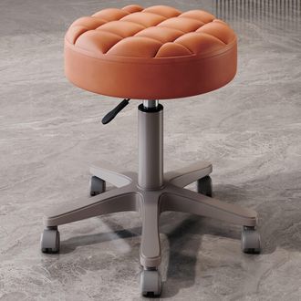 Generic St&uuml;hle, runder Rollhocker aus PU-Leder, drehbar, h&ouml;henverstellbar, B&uuml;rohocker, Barhocker/46 * 46 * (41-53) cm