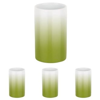 Spirella Badezimmer-Becher/Zahnputzbecher aus Porzellan, limettengr&uuml;n, Green (Packung mit 4)