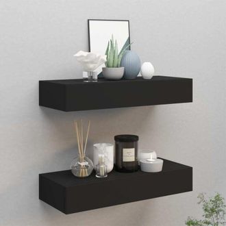 vidaXL Vidaxl - tag&egrave;res &agrave; tiroirs murales 2 pcs Noir 60x23,5x10 cm mdf