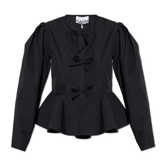 Ganni Femme, Blouses et Chemises, Noir, Taille: 38 FR Blouse en popeline de coton