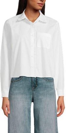 Lands End Verkürztes Hemd mit Rüschen, Damen, Größe:48-50 regular, Weiß, Baumwolle, by Lands End