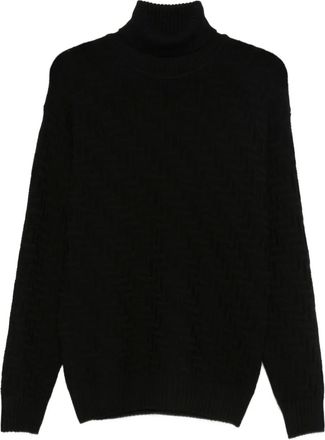 low brand pull texturé à col roulé - Noir