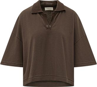 ATOMOFACTORY Atomofactory, Femme, Tops, Brun, Taille: 40 FR Polo Jersey Crochet
