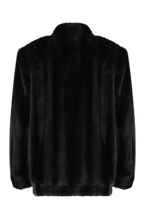 Maison Margiela Womens Faux Fur Jacket Brown Polyester & Shearling Coats