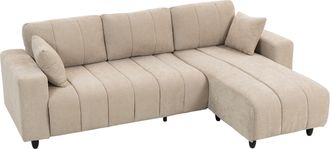 HOMCOM Ecksofa, 3 Sitzer Couch mit umkehrbarer Chaiselongue, Kissen, Sofa in L-Form, Gepolstert Eckcouch mit Leinen-Optik für Wohnzimmer, Schlafzimmer 242 x 