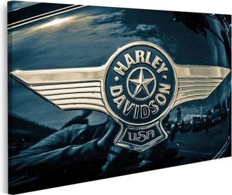 Islandburner Bild auf Leinwand Harley Davidson Logo Emblem Motorrad Nahaufnahme Bilder Wandbilder Poster