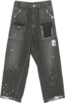 Miharayasuhiro Mihara Yasuhiro, Homme, Jeans, Gris, Taille: XL Stripe Patchwork Jeans