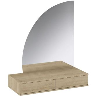 Vente-Unique Coiffeuse suspendue avec miroir &agrave; LEDs - 2 tiroirs - Coloris : Naturel clair - JINEZA