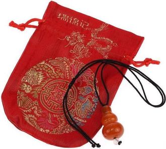 La Chineuse Lachineuse - Feng Shui WU Lou Kürbis-Halskette - aus orangefarbenem Achat - asiatischer Glücksbringer - chinesisches Juwel - Lieferung mit Satinbeutel