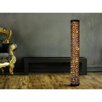 Reality Kleine LED Stehlampe TACO mit Starlight Effekt, Stoff Schwarz Gold, H&ouml;he 103cm