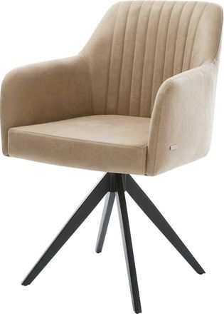 DELIFE Polsterstuhl Greg-Flex Kreuzgestell kantig Schwarz Mikrofaser Beige Vintage Taschenfederkern